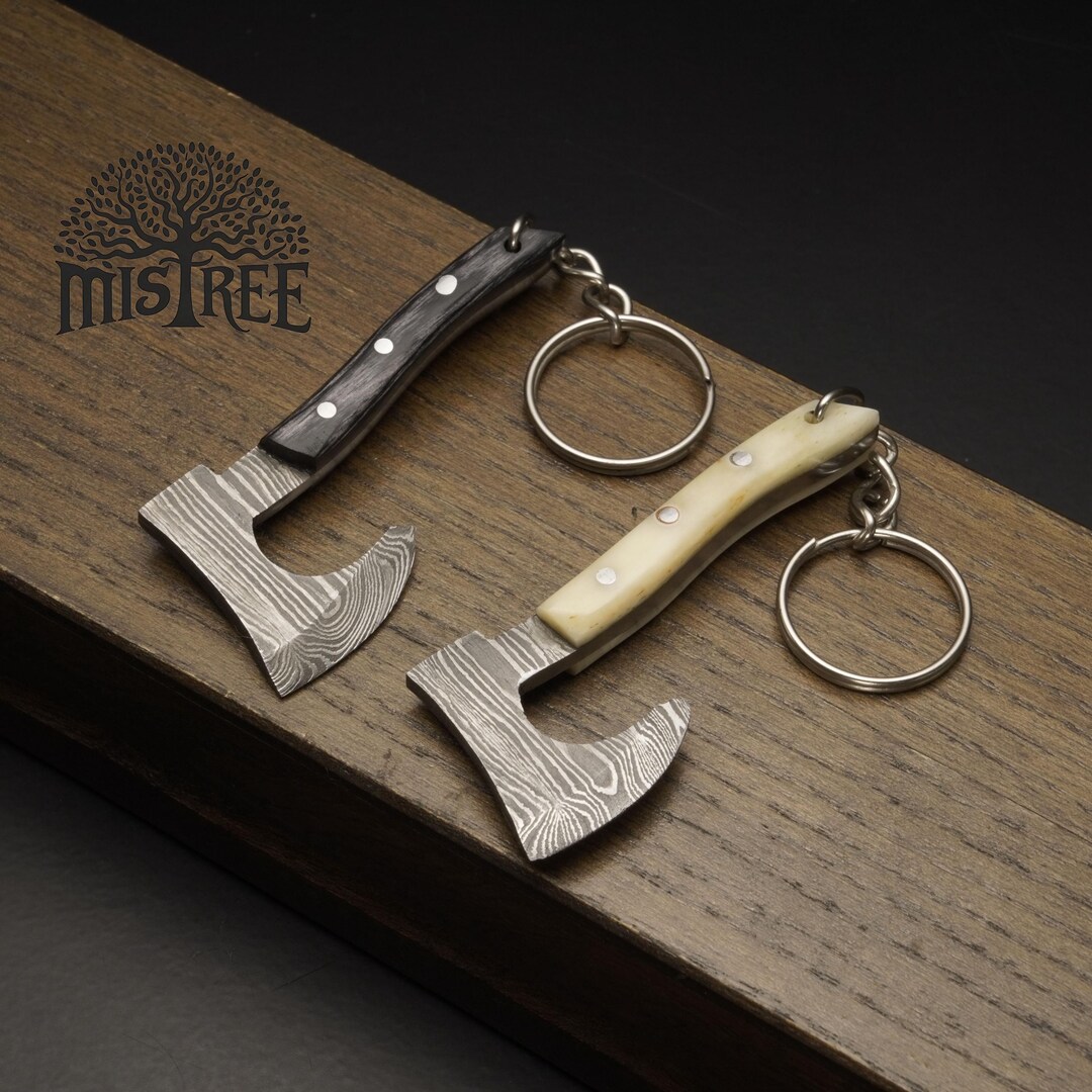 Hand Forged Damascus Mini Hatchet Black Wooden Grip and White Camel ...