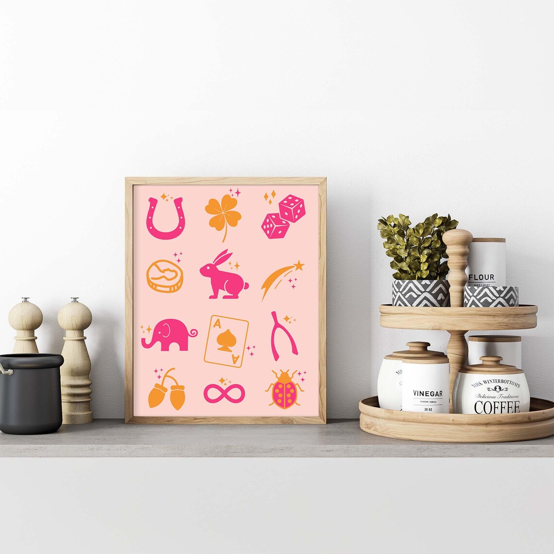 Aesthetic Good Luck Charm Wall Art, Artsy Room Decor, Pink Printable ...