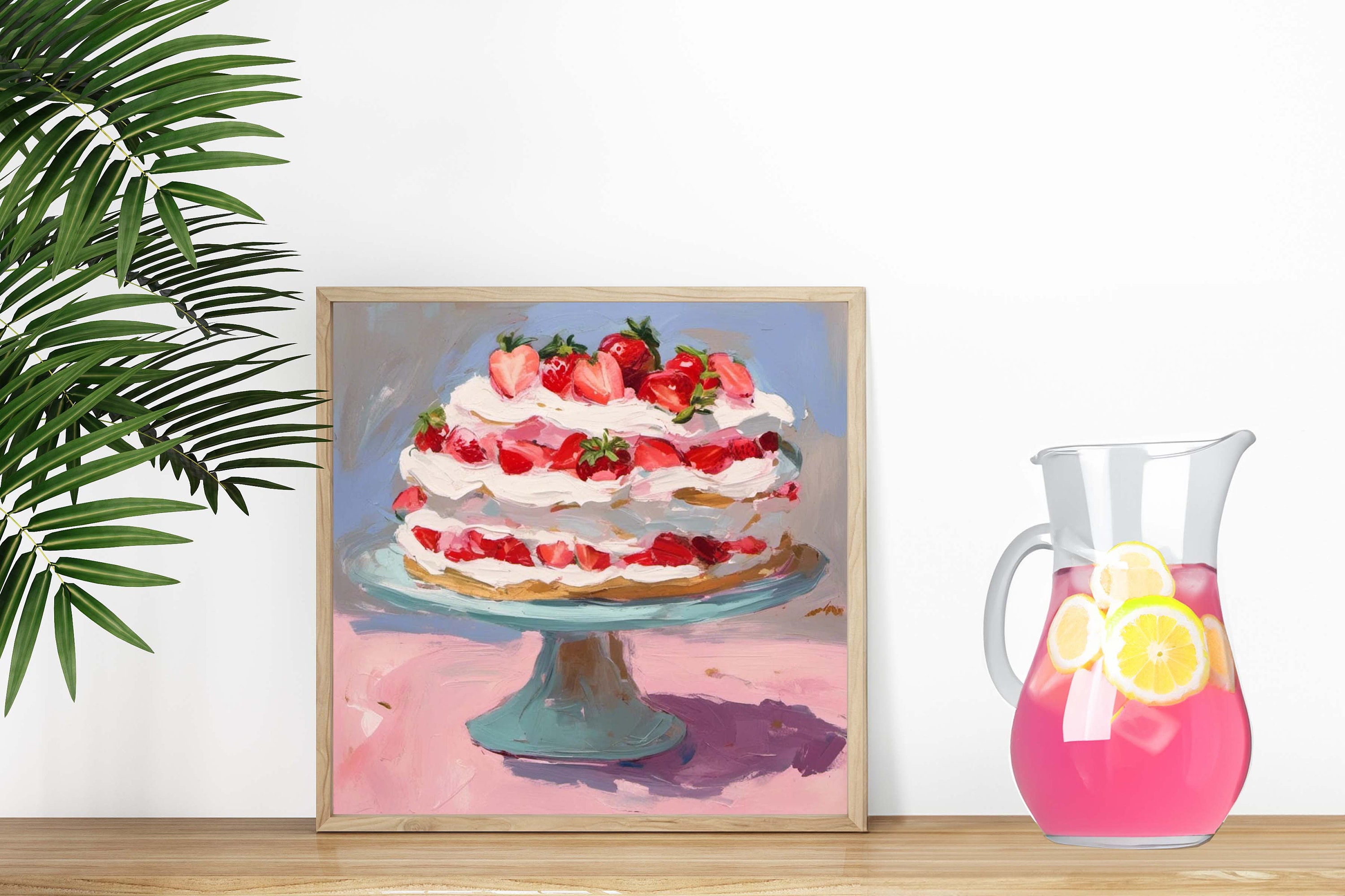 Strawberry Shortcake Painting | Kitchen Wall Art Print | Vintage ...