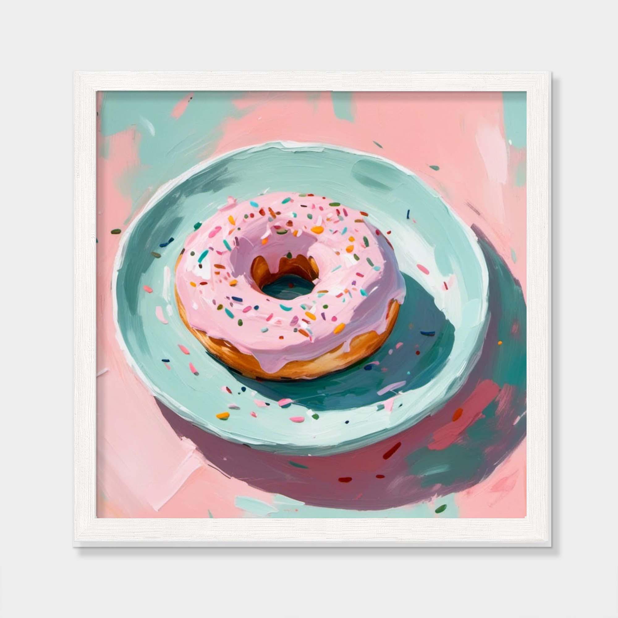 Pink Donut Painting | Retro Kitchen Printable | Pastel Vintage Dessert ...