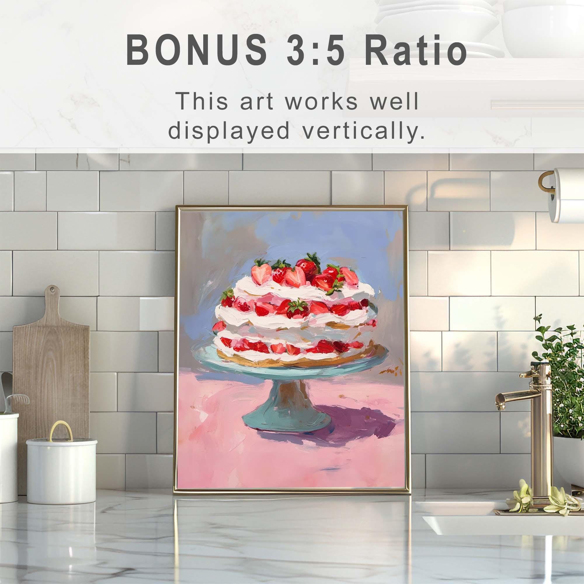 Strawberry Shortcake Painting | Kitchen Wall Art Print | Vintage ...