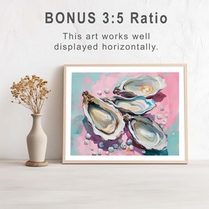 Pastel Pink Oyster Shell Painting | Beach House Kitchen Art Print ...