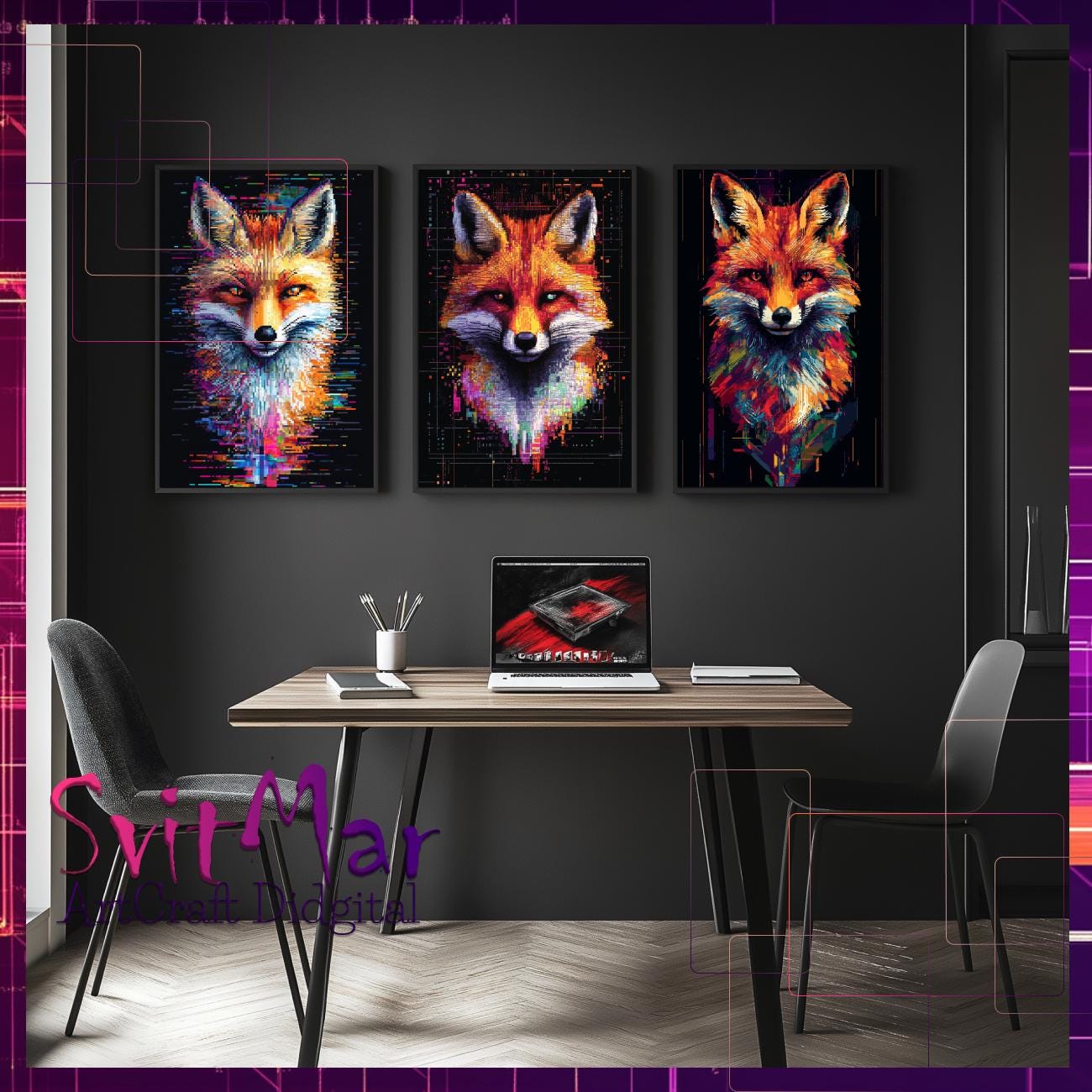 Fox | Dragon|pixel Graphics | Digital Art Printing | Wall Art | Created ...