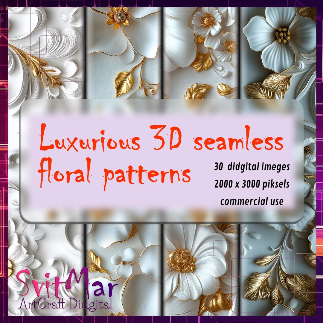 Luxurious 3D Seamless Floral Pattern | Elegant Wedding Background ...