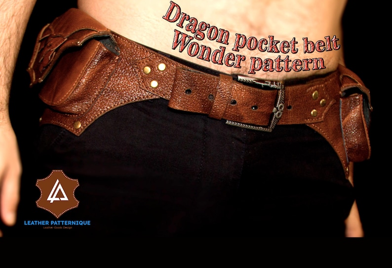 Dragon Pocket Belt Leather Pattern, DIY Utility Leather Belt, Leather ...