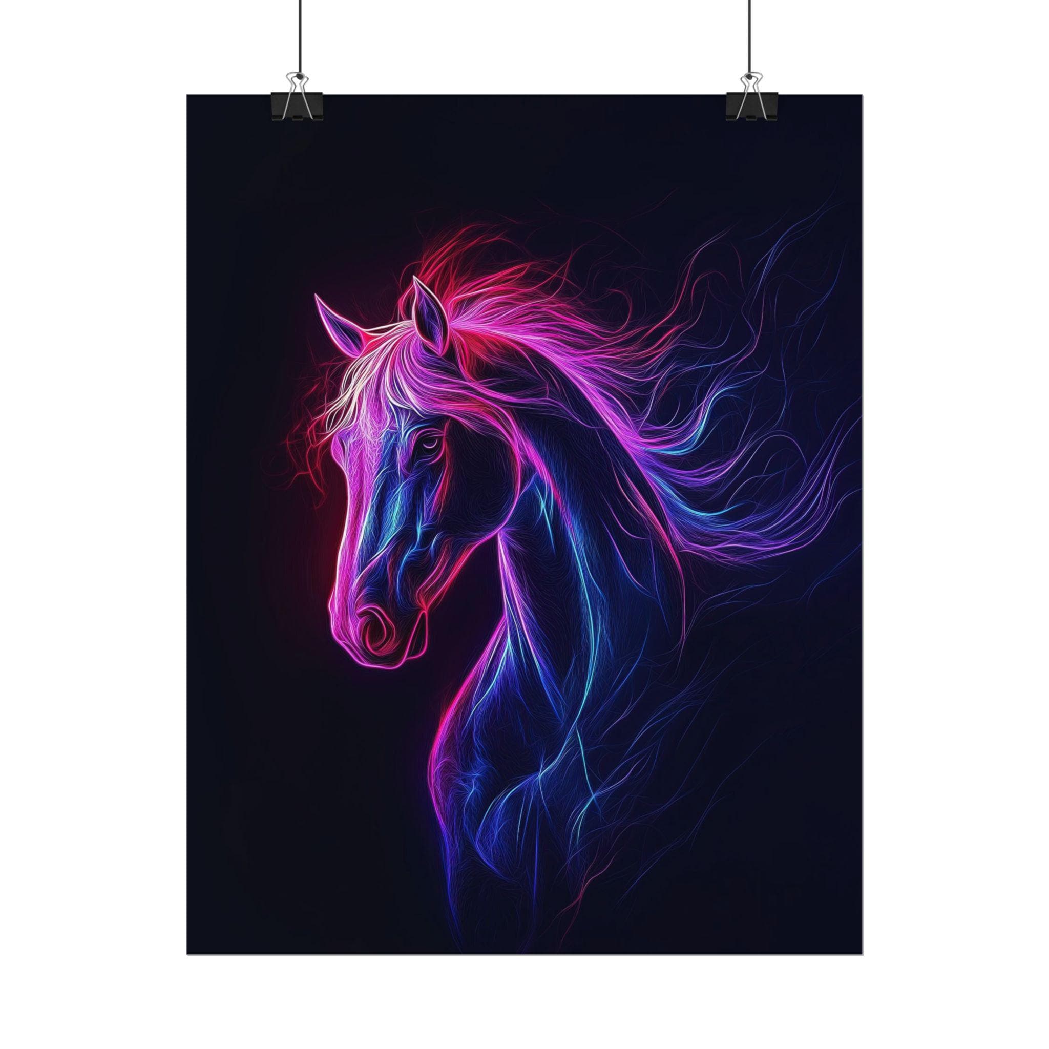 Neon Horse Art Print, Vibrant Horse Poster, Modern Wall Art, Neon ...