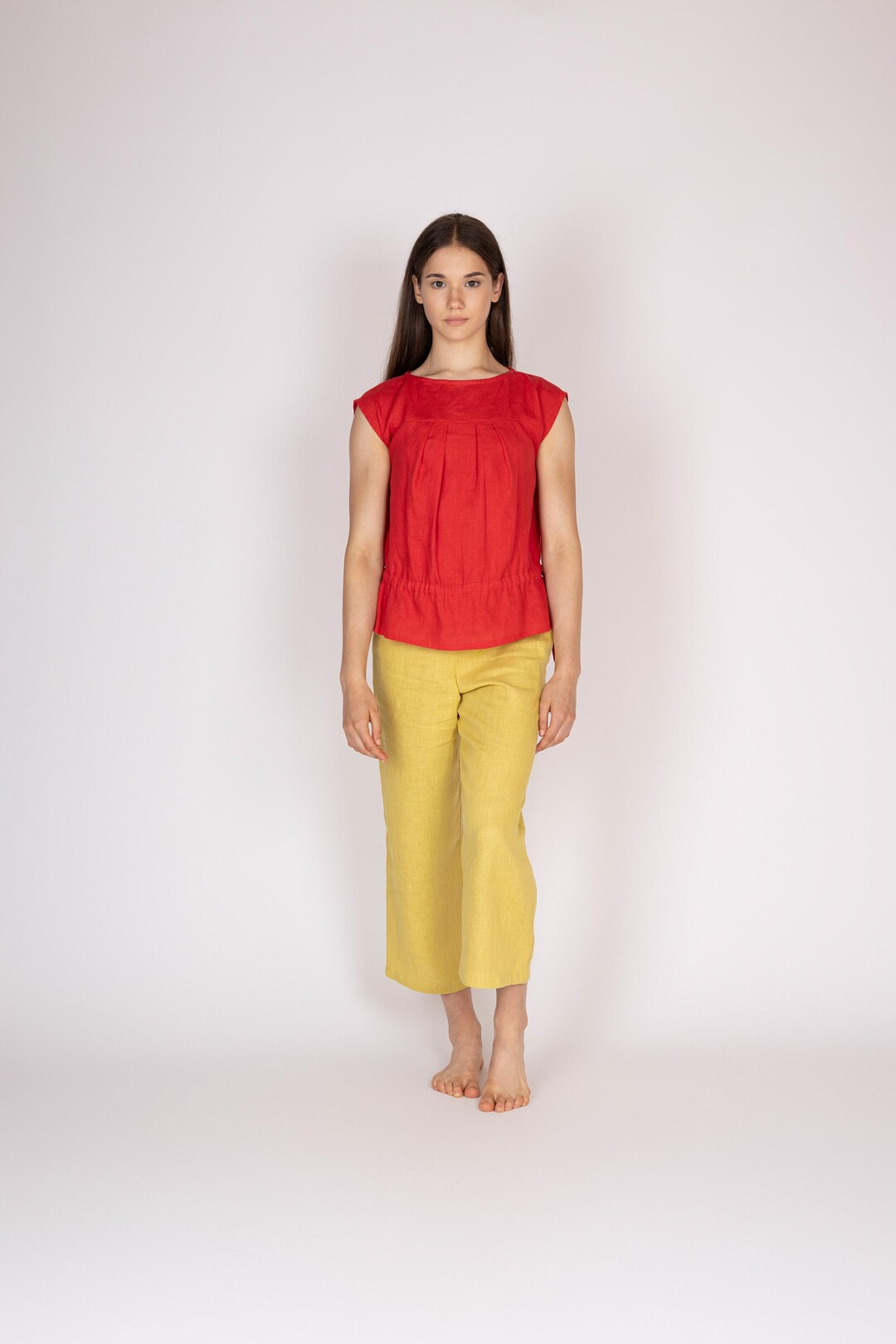 Belgian Linen Girls' Top - Red Flax Basic Tunic Tops - European Quality ...