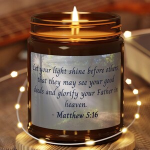 Let Your Light Shine Bible Verse Scented Soy Candle, Custom Label ...