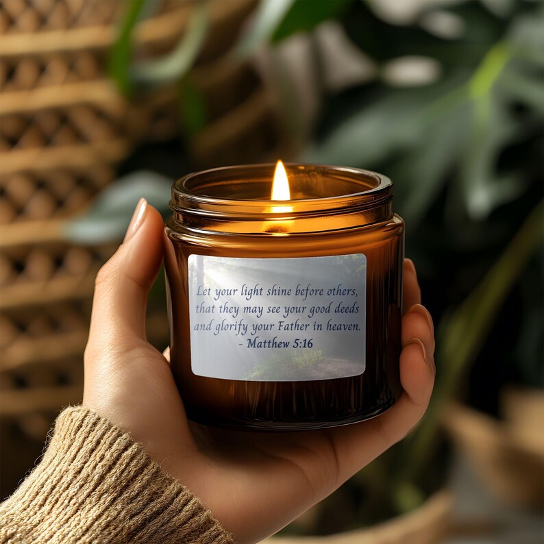 Let Your Light Shine Bible Verse Scented Soy Candle, Custom Label ...