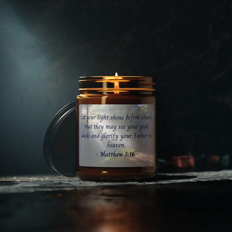 Let Your Light Shine Bible Verse Scented Soy Candle, Custom Label ...