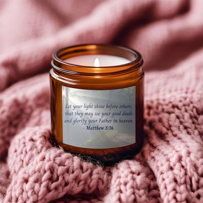 Let Your Light Shine Bible Verse Scented Soy Candle, Custom Label ...