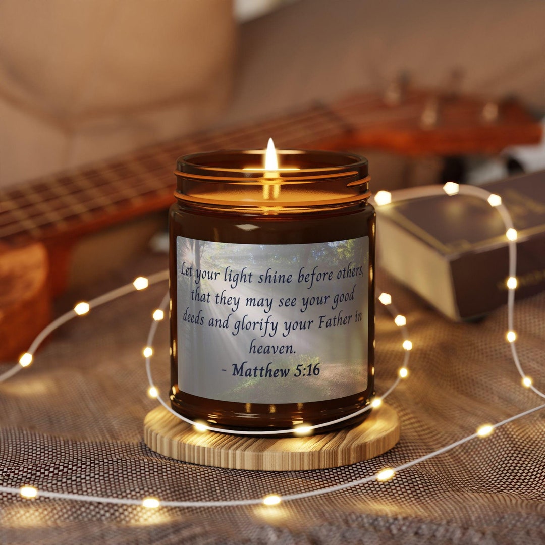 Let Your Light Shine Bible Verse Scented Soy Candle, Custom Label ...