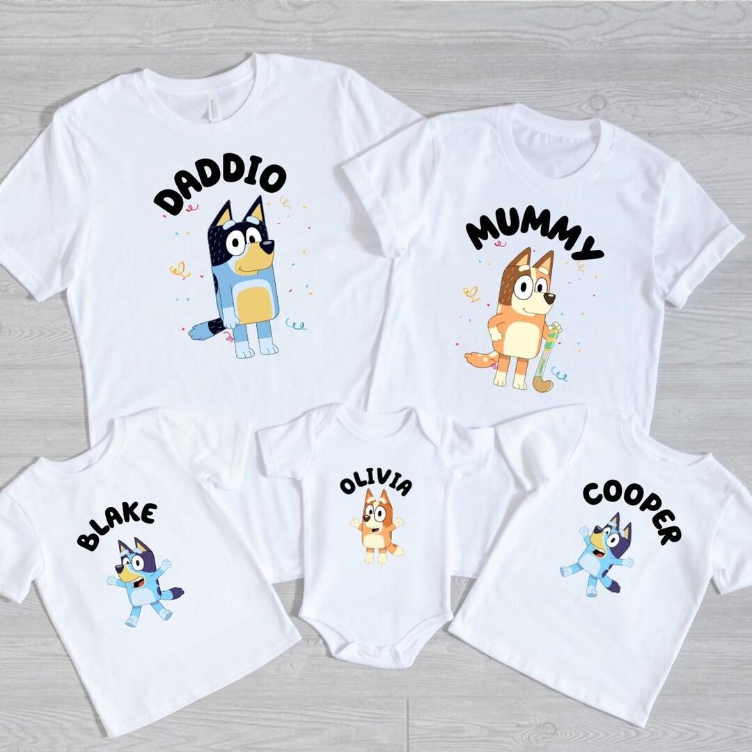 Personalised Bluey Family Tshirts - Etsy