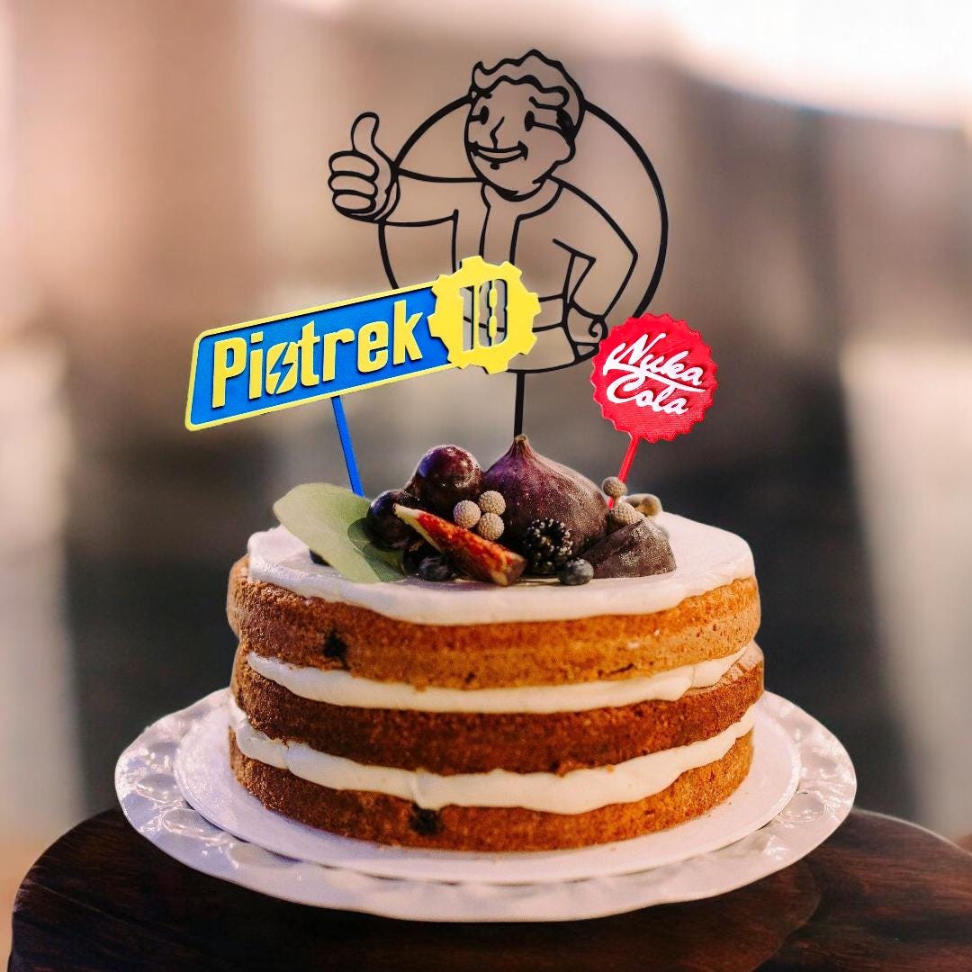 Fallout Personalized Cake Topper Name Age - Etsy