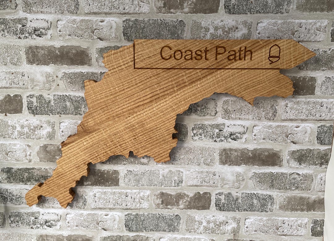South West Coast Path Wall Art. Solid Oak Map of Cornwall, Devon ...