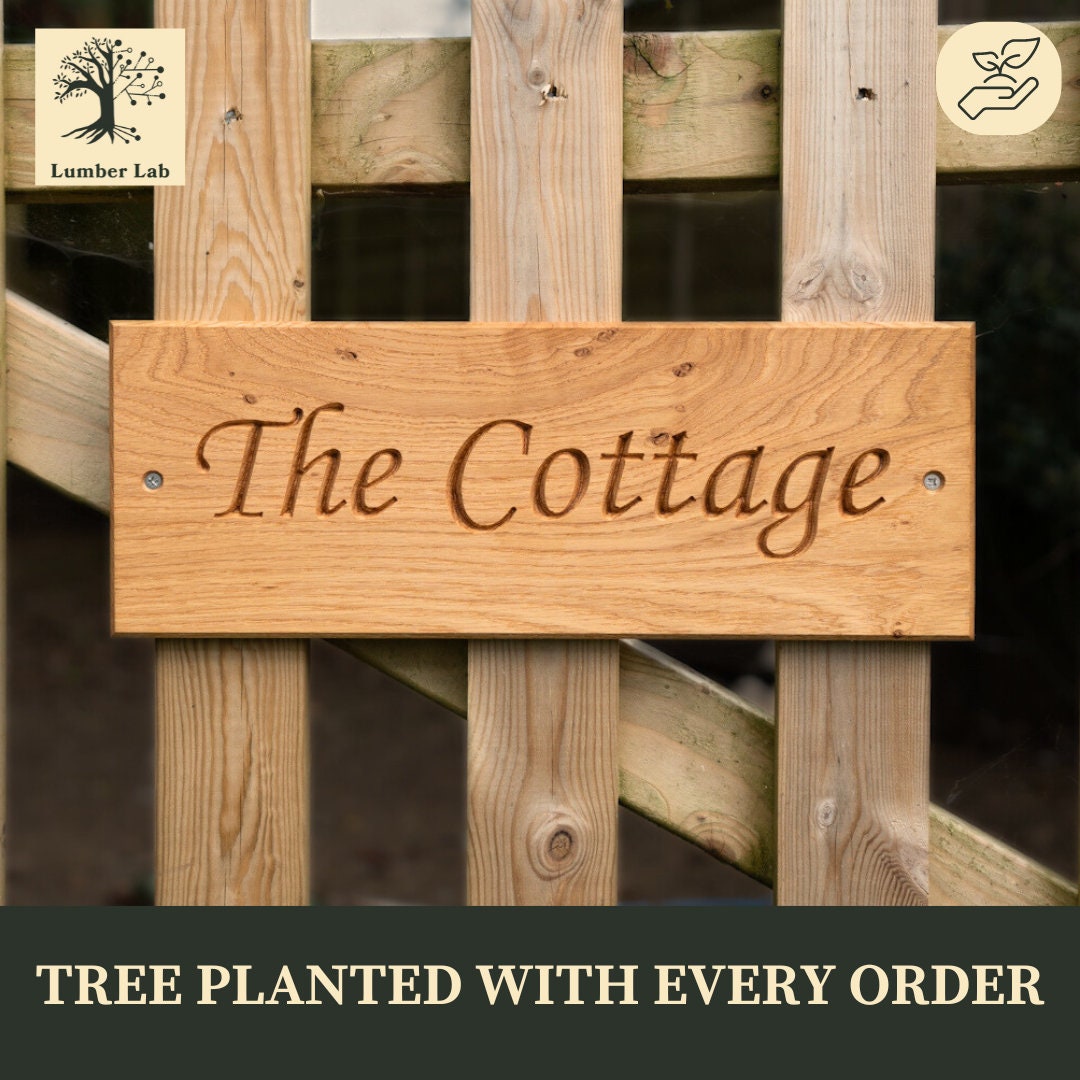 Wooden House Sign. Custom Oak House Name Sign. Personalised Sign With a ...