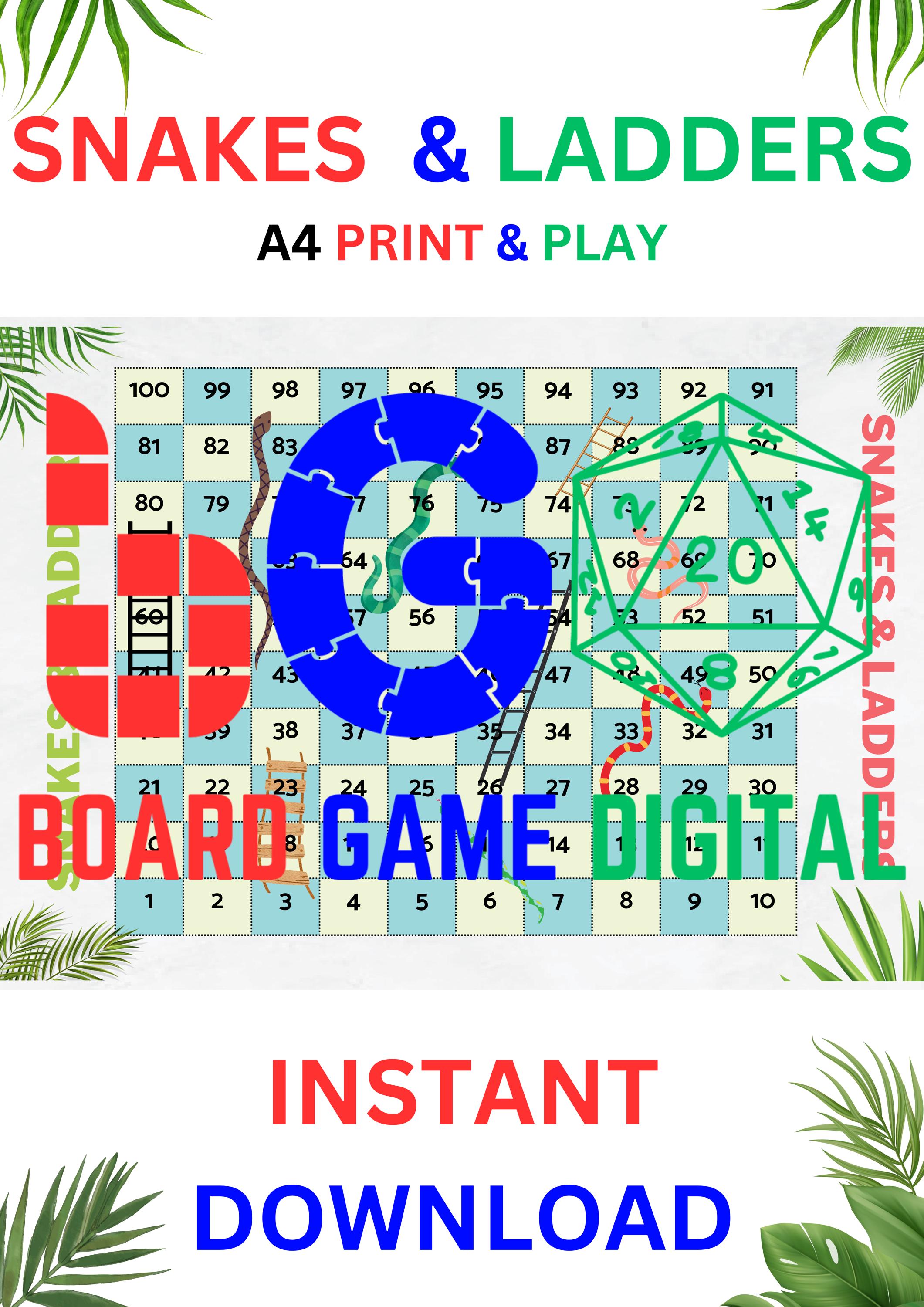 SNAKES & LADDERS (digital Download - A4 Print and Play) - Etsy
