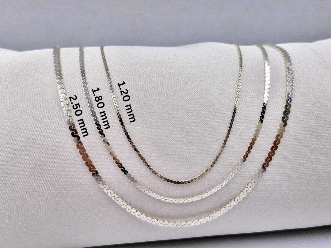Silver Serpentine Thin Necklace, Silver Serpentine Chain, Silver Choker ...