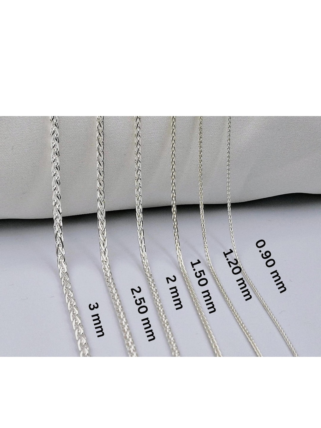 925 Sterling Silver Spiga Chain Necklace: Unisex Wheat Design - Etsy ...