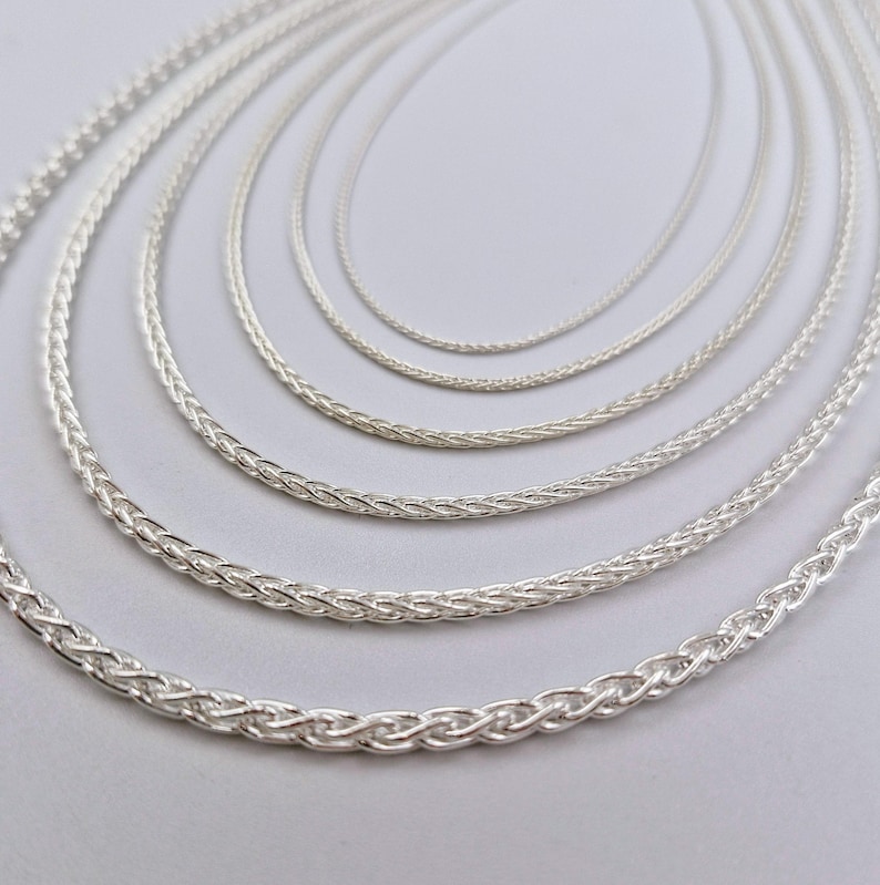 925 Sterling Silver Spiga Chain Necklace: Unisex Wheat Design - Etsy