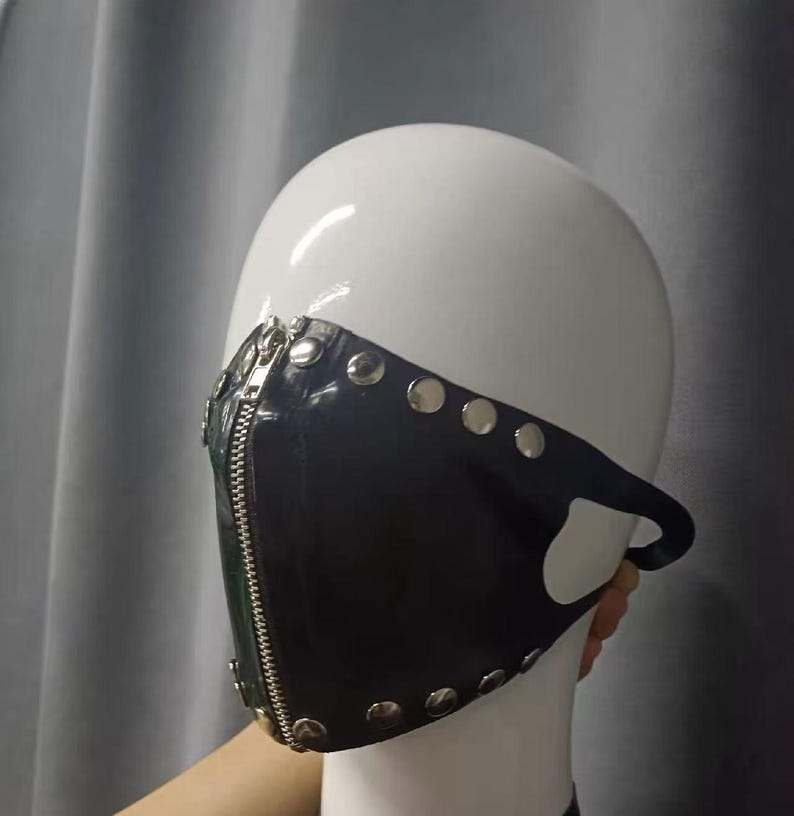Black Latex Zipper Mask: Edgy Cosplay Costume Accessory - Etsy