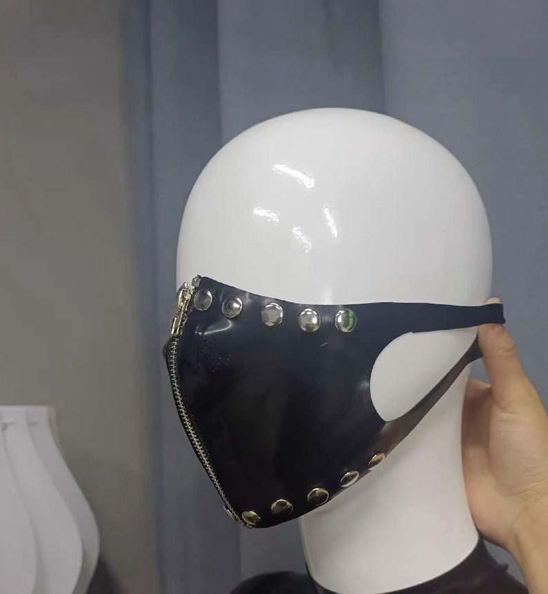 Black Latex Zipper Mask: Edgy Cosplay Costume Accessory - Etsy