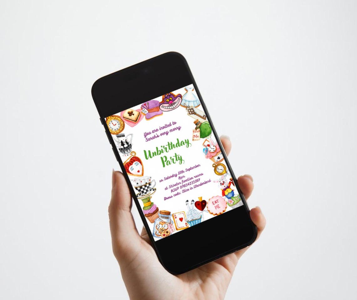 Alice in Wonderland Unbirthday Tea Party Editable Invitation, Birthday ...