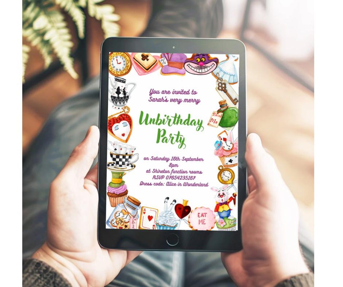 Alice in Wonderland Unbirthday Tea Party Editable Invitation, Birthday ...