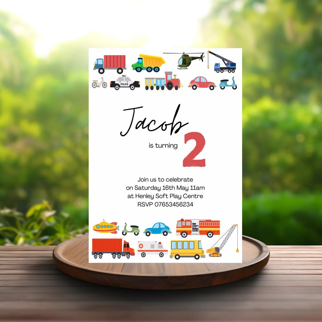 Transport Trucks Birthday Party Editable Invitation, Dump Truck Party ...