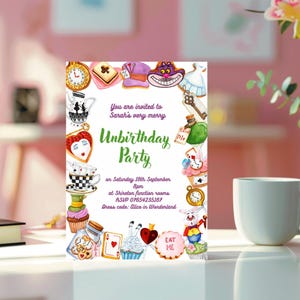 Alice in Wonderland Unbirthday Tea Party Editable Invitation, Birthday ...
