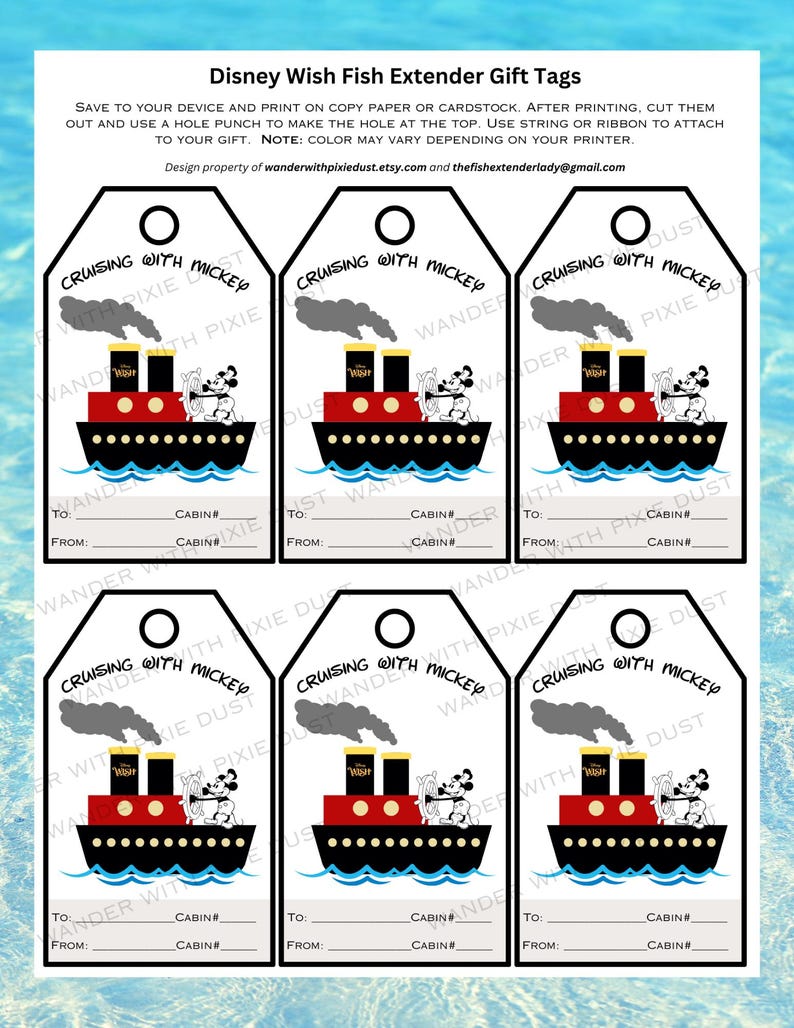 Disney Wish -fish Extender Gift Tags for Disney Cruise Line - Etsy
