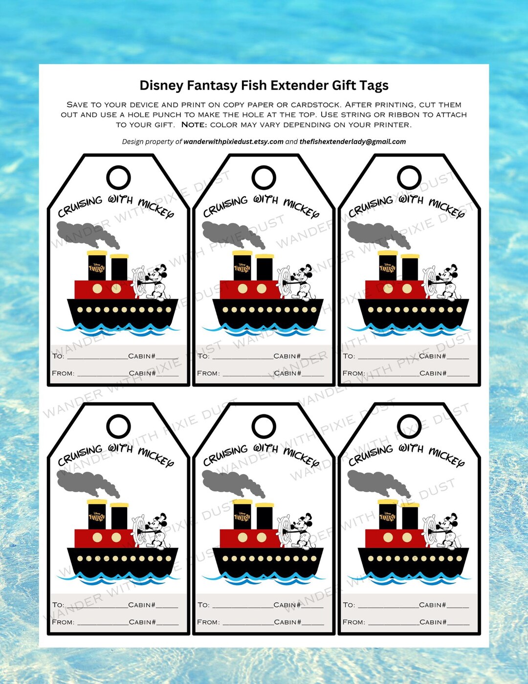 Disney Fantasy -fish Extender Gift Tags for Disney Cruise Line - Etsy