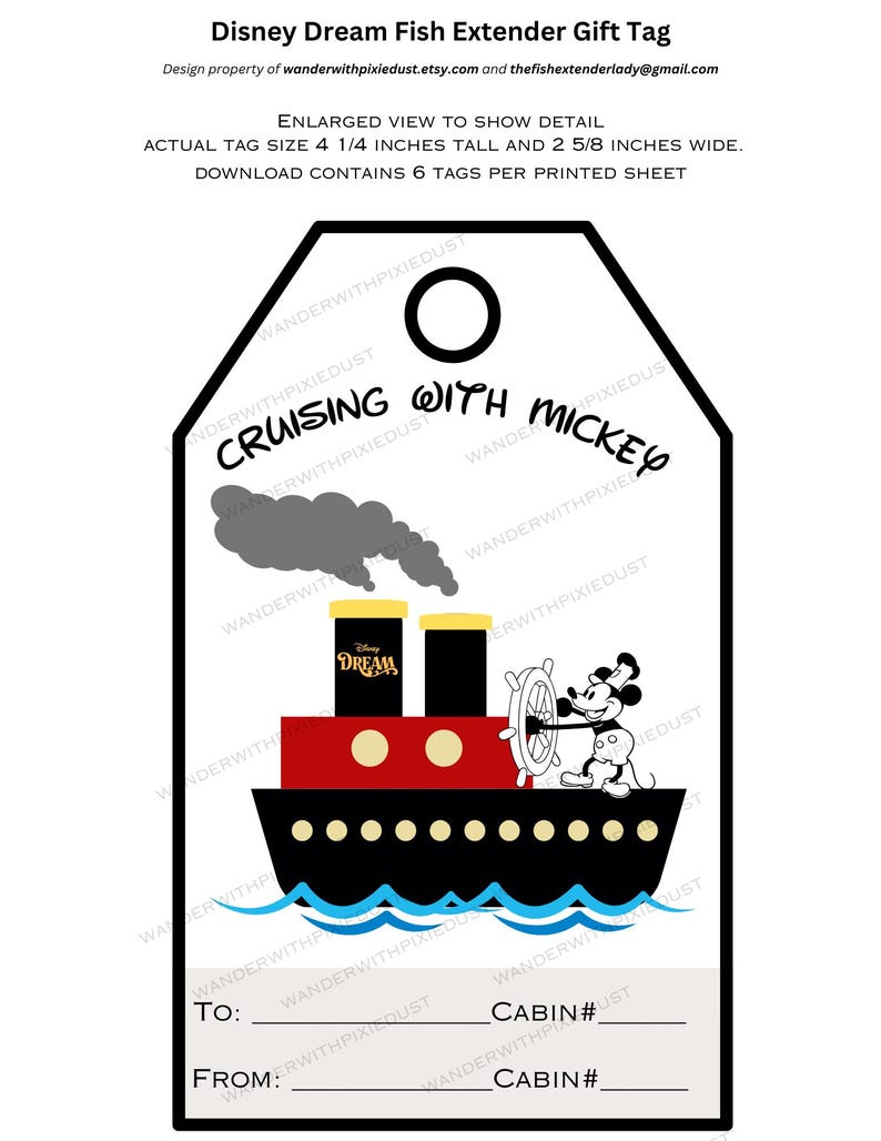 Disney Dream -fish Extender Gift Tags for Disney Cruise Line - Etsy