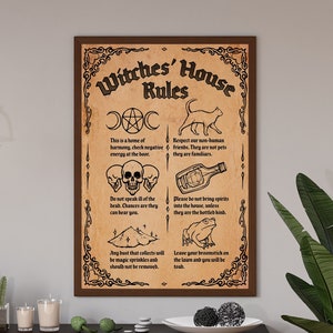 Witch's House Rules, Witches Decor, Witch Halloween Poster, Halloween ...