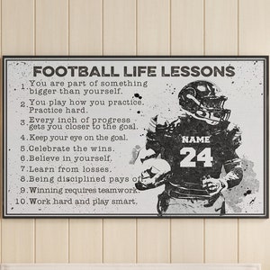 Personalized Football Life Lessons Vintage Wall Art Home - Etsy