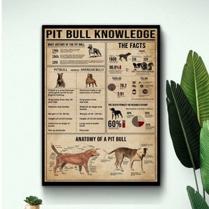 Pitbull Knowledge Poster, Pitbull, Pitbull Wall Art, Pitbull Decor, Dog ...