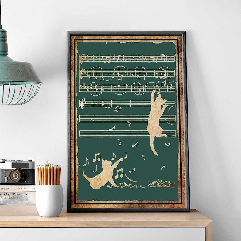 Cat Music Guitar Poster, Funny Cat Poster, Cat Lover Gift, Cat Wall Art ...