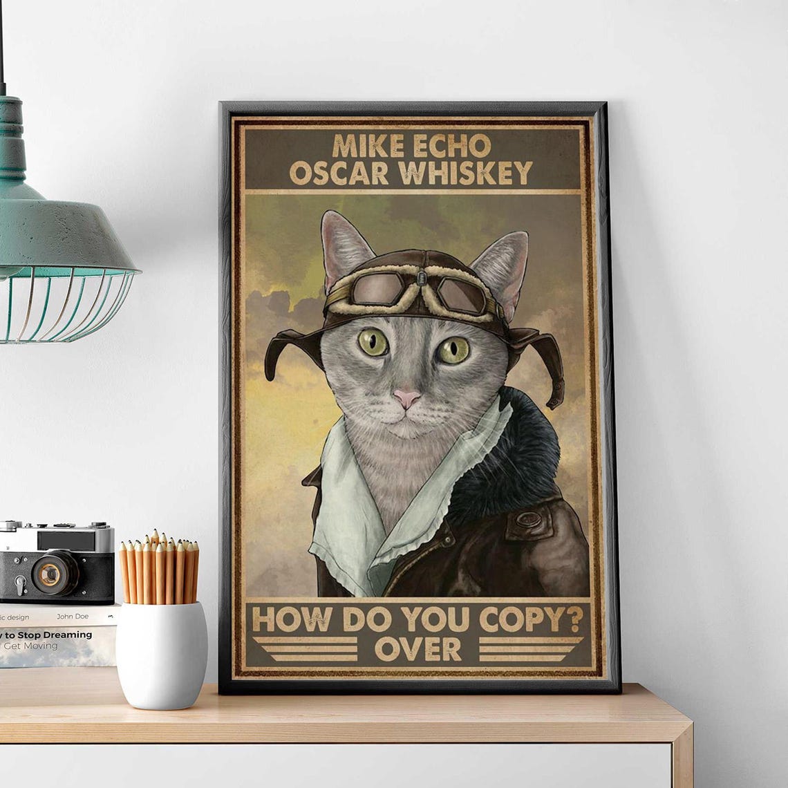 Airplane Black Cat Pilot Print, Mike Echo Oscar Whiskey How Do You Copy ...