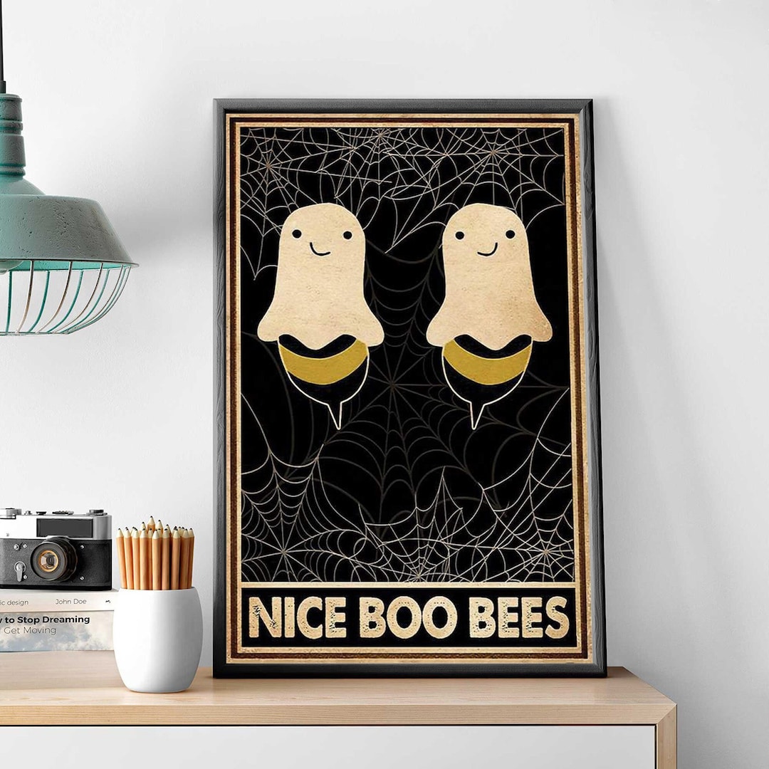 Funny Bees Ghost Bathroom Decor, Nice Boo Bees Poster, Funny Restroom ...