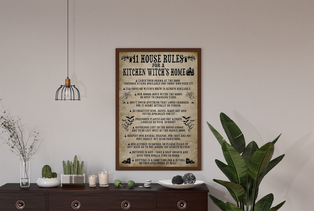 11 House Rules, Kitchen Witch's Home, Witches Decor, Witch Halloween ...