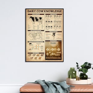 Dairy Cow Knowledge Poster, Cow Wall Hanging, Anatomy of A Dairy Cow ...