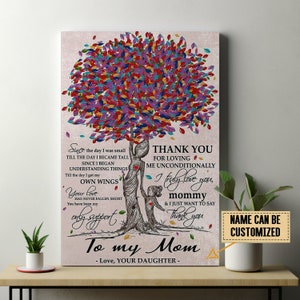 Personalized to My Mom Canvas, Custom Mom Name Wall Art, Birthday Gift ...