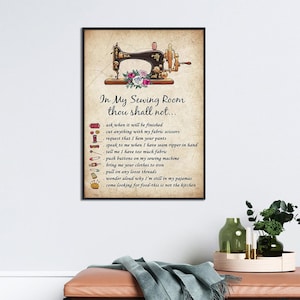 Sewing Machine Art, in My Sewing Room Thou Shalt Not Poster, Sewing ...