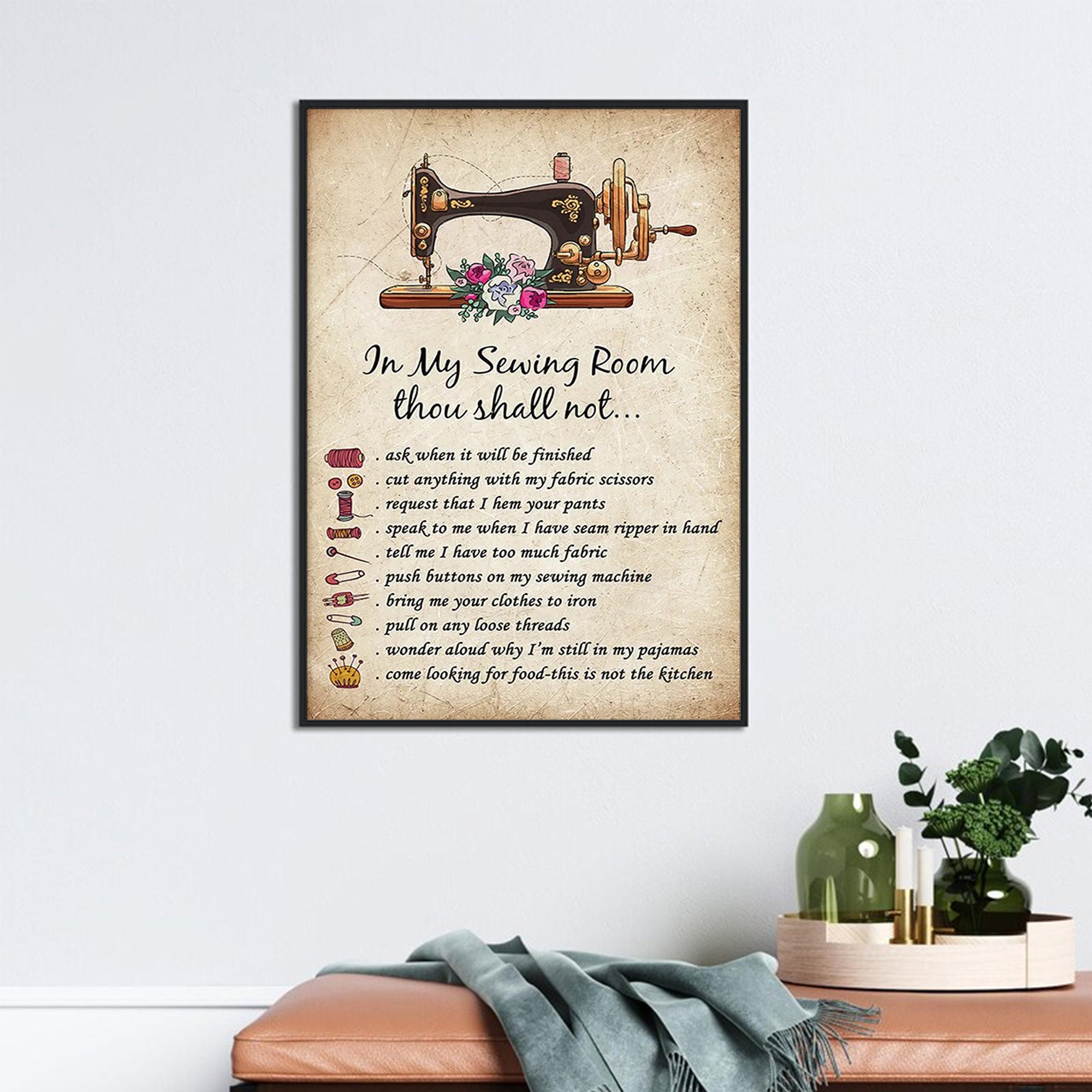 Sewing Machine Art, in My Sewing Room Thou Shalt Not Poster, Sewing ...