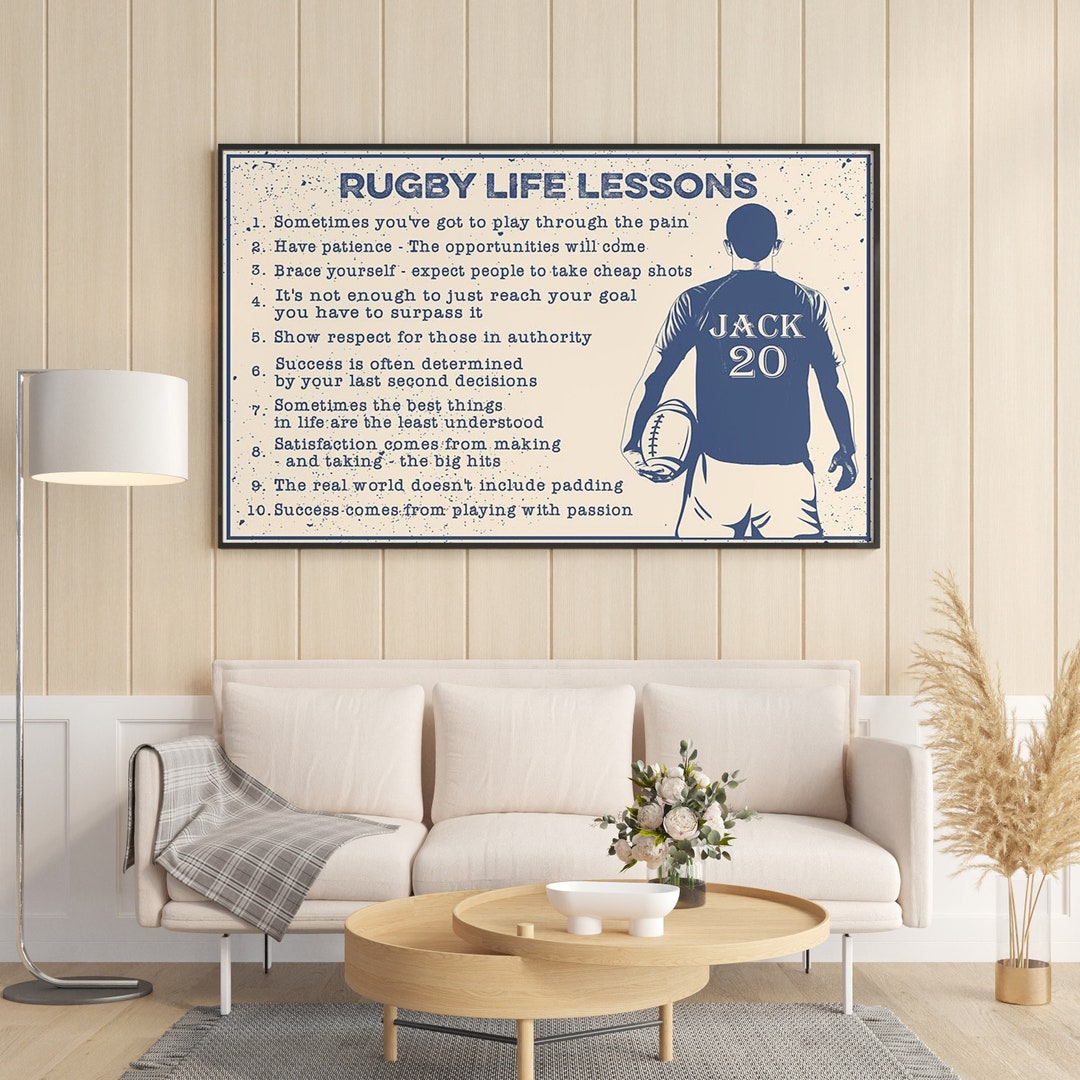 Rugby Player Art Personalized Rugby Life Lesson Vintage Wall - Etsy