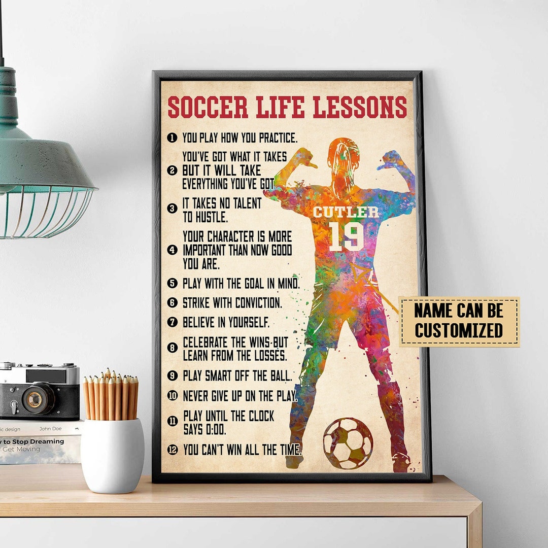 Personalized Soccer Life Lessons Poster, Custom Soccer Player Gift ...