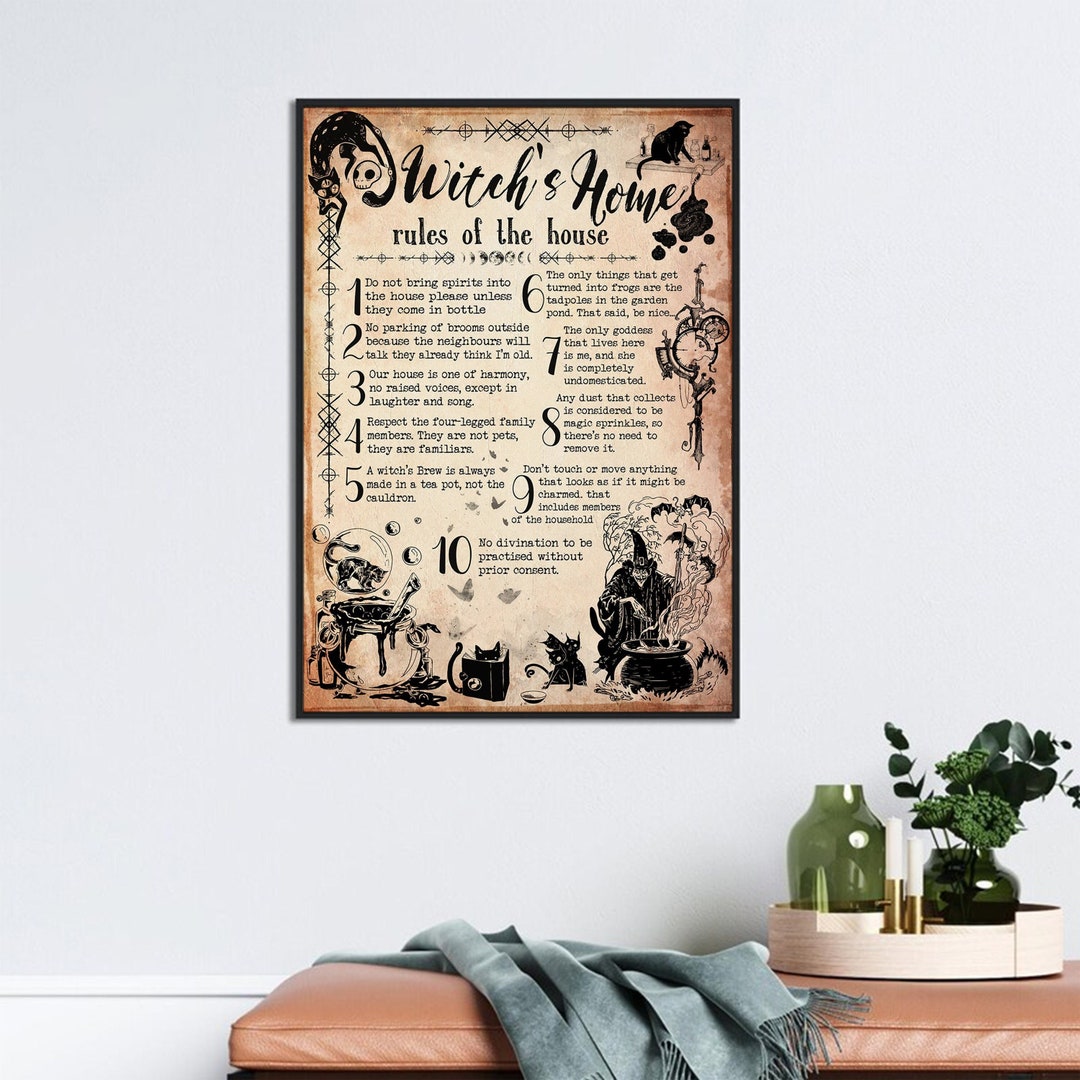 Witch House Rules Decor, Witch's Home Rules of the House Poster, Witch ...