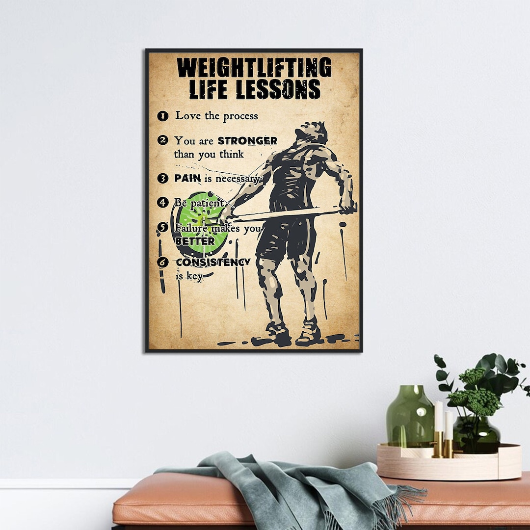 Man Weightlifting Wall Art, Weightlifting Life Lesson Poster, Gym ...