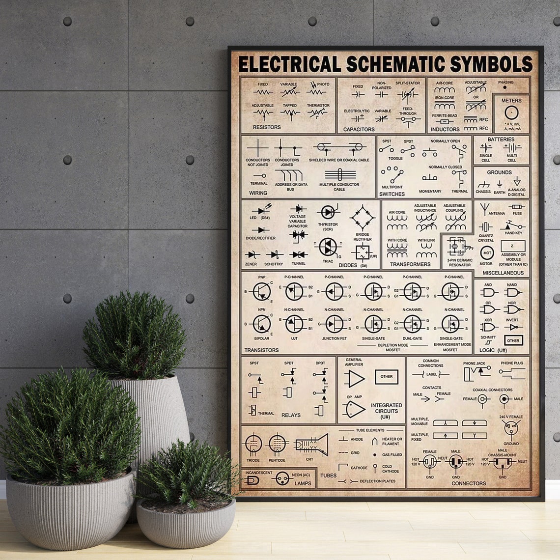 Electrical Schematic Symbol Electronics Cheat Sheet Vintage - Etsy