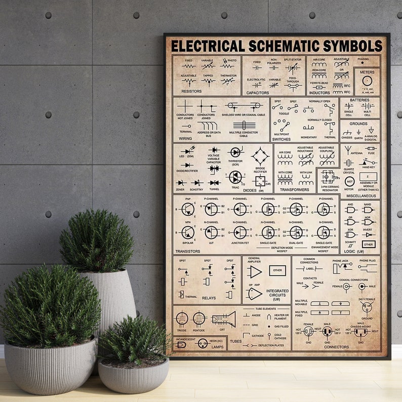 Electrical Schematic Symbol Electronics Cheat Sheet Vintage - Etsy